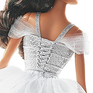 Barbie Signature 2021 Holiday Doll (12-inch, Brunette Hair) in Silver Gown, with Doll Stand and Certificate of Authenticity, Gift for 6 Year Olds and Up