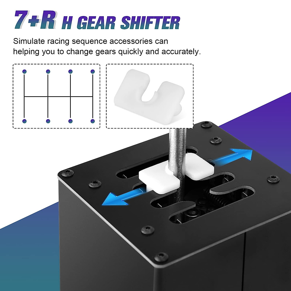 aikeec USB Simulator Shifter for ATS ETS Dust WRC Sim Racing Games H Sequential Shifter for Logitech G29 G27 G25 G920 T300RS/GT Steering Wheel PC Windows 7+R Sequential Gearshift Knob Black