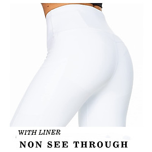 Kcutteyg Yoga Pants for Women with Pockets High Waisted Leggings Workout Sports Running Athletic Pants (White, Small)