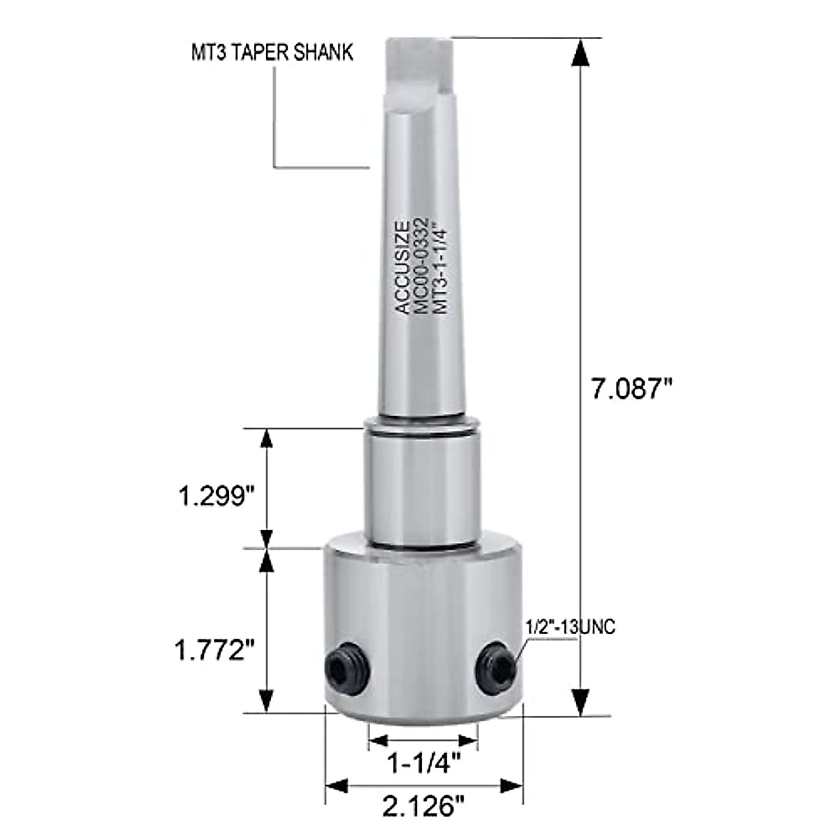 Accusize Industrial Tools Annular Cutter Arbor, Mt3 to 1-1/4'' Weldon Shank for Drill-Use Annular Cutter on Drill Press, Mc00-0332