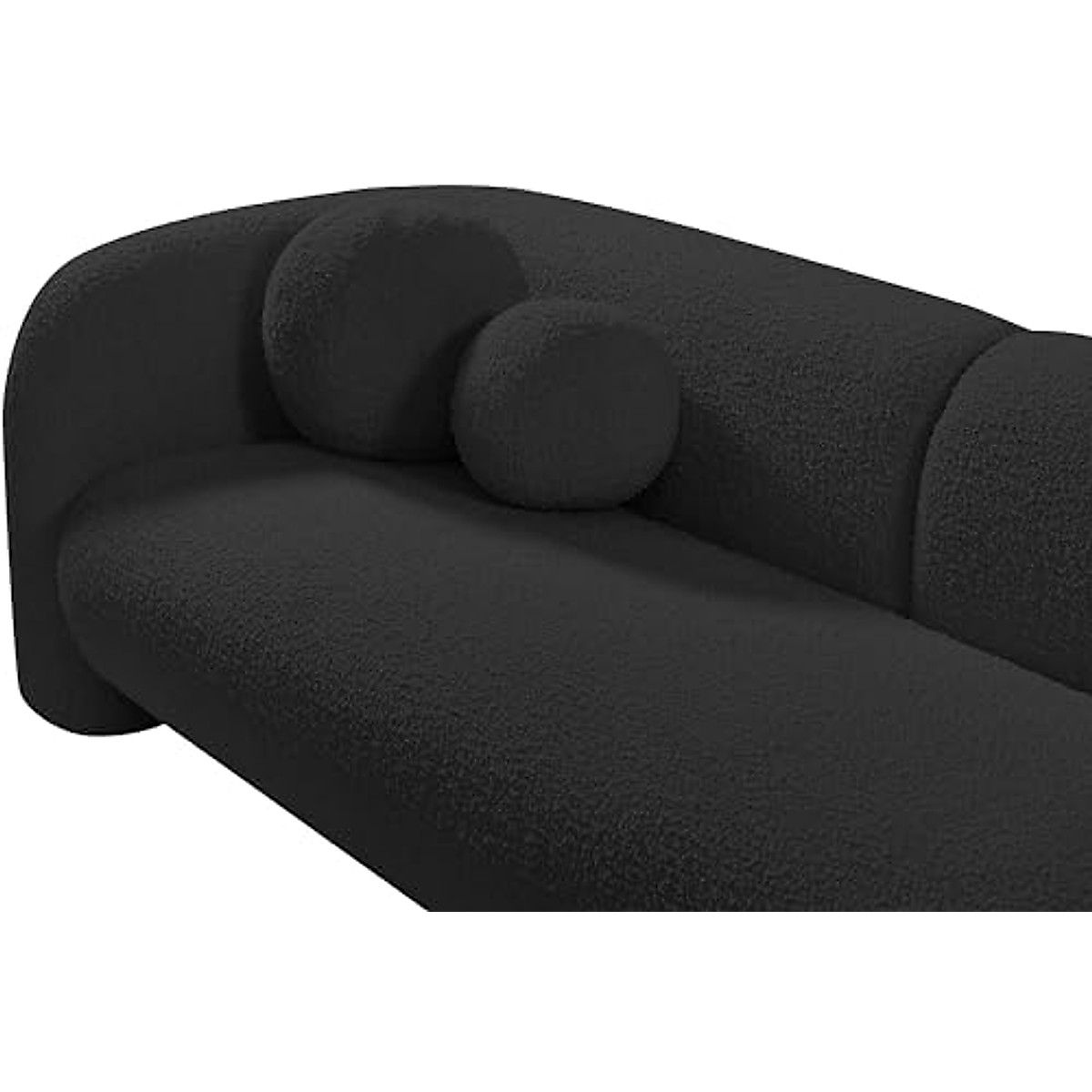 Meridian Furniture 139Black-S Emory Collection Art Deco Boucle Fabric Upholstered Sofa with Rich Black Boucle Fabric, Ball Pillows Included, 89" W x 34" D x 27" H, Black