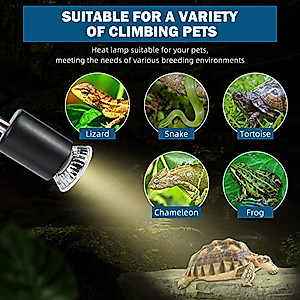 BINANO Heat Lamp for Reptiles Turtle with 25W/50W UVB UVA Bulb with Adjustable Heat Switch with 360 Adjustable Angle&Strong Clips for Reptiles Aquarium/Tank