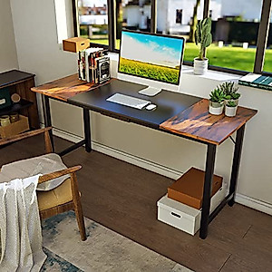 COSTWAY 63” Computer Desk, Modern Home Office Desk, Sturdy Steel Frame Writing Desk with Spacious Splice Desktop, Simple Laptop Desk for Study, Office, Dining Room, Simple Installation