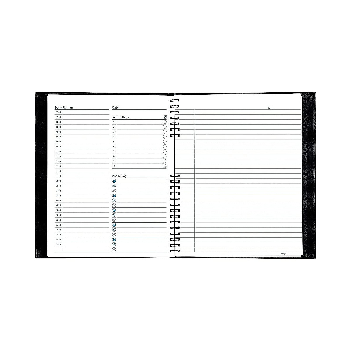NotePro Undated Daily Planner, Black, 200 Pages,10 3/4 x 8-1/2 Inches