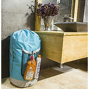 Amelitory Large Backpack Laundry Bag with a Strong Shoulder Strap Storage Bag Drawstring Closure Lake Blue