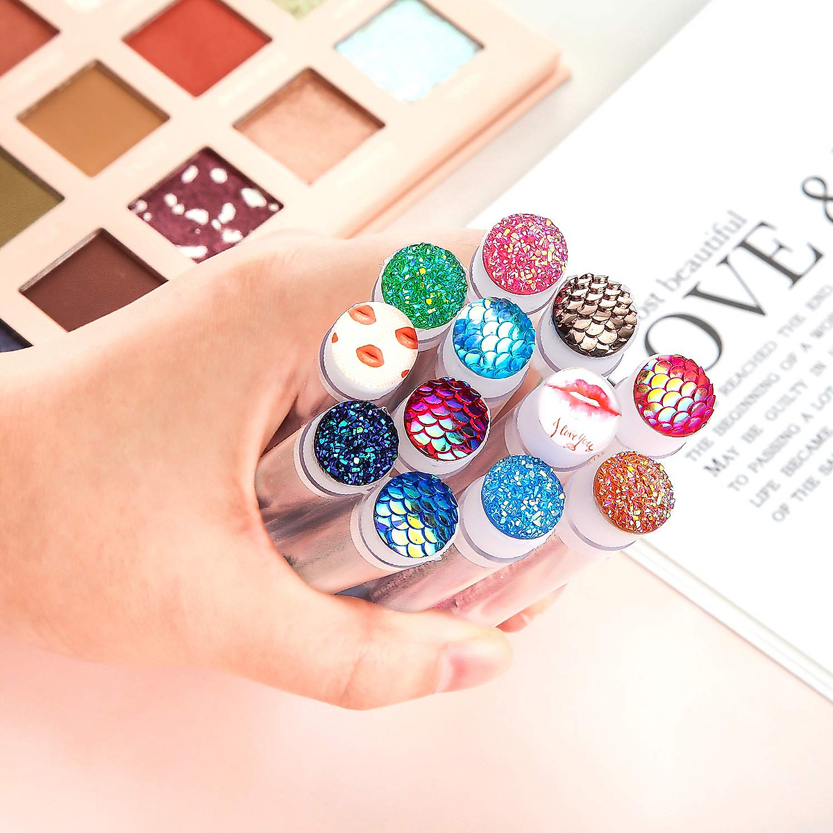 30 Sets Disposable Mascara Wands Set, Includes 30 Crystal Eyelash Brush Eyebrow Applicator Makeup Tool and 30 Reusable Diamond Eyelash Tube for Women Girls (Assorted Patterns)