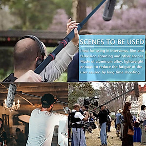 Portable Handheld Boom Pole for Shotgun Mic, 3-Section Extendable Microphone Arm for Filming with 3/8" and 5/8" Threads, 3ft to 8.3ft Adjustable Length