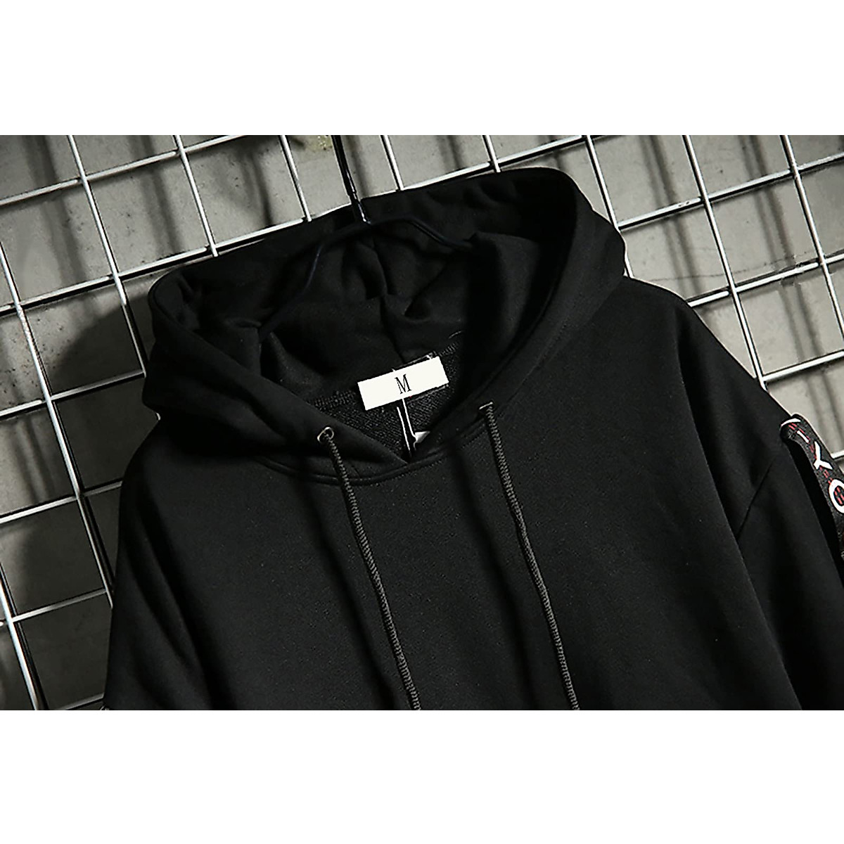 DUDHUH Mens Hoodie Fashion Pullover Letter Print Tracksuit Techwear Casual Coat Hip-Hop Sweatshirt Black