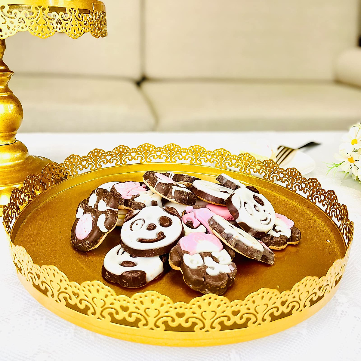 5 Pcs Cake Stands Set Gold Metal Cupcake Holder Dessert Display Plate Serving Platter Decoration for Baby Shower Wedding Birthday Party