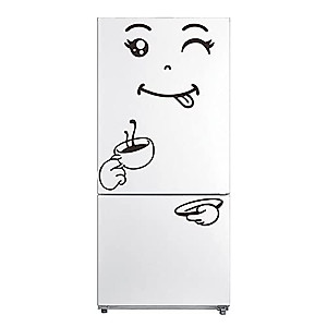 ANFRJJI Greedy Cute Characters Stickers for Fridge - PVC Removable Wall Decals - Kitchen Refrigerator Decor with Appetizing Faces - Effect 20"x34"inch (Black-JWH213-Fridge)