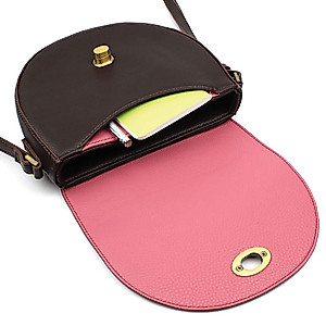 Chala Half Moon Organizer Crossbody Cell Phone Purse-Women Faux Leather Multicolor Handbag with Adjustable Strap - Butterfly Pink