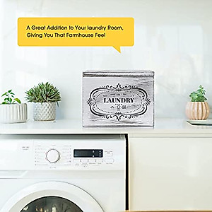 300 PCS Wooden Dryer Sheet Dispenser with Hinged Lid,Farmhouse Rustic Softener Holder,High Capacity Laundry Container Storage Box Cover for Cute Home Laundry Room Decor and Accessories