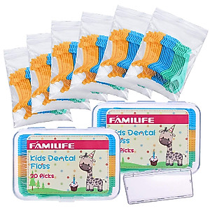 FAMILIFE Kids flossers Toddler Threaders Children Unwaxed Unflavored Fluoride Free Dental 404 Flossers Picks