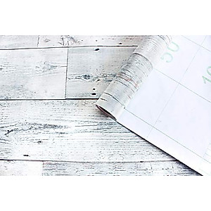 HAOKHOME MR47 Peel and Stick Wood Wallpaper Shiplap Light Grey/White/Blue Distressed Wood Plank Removable Shelf Liner Contact Paper 17.7in x 9.8ft