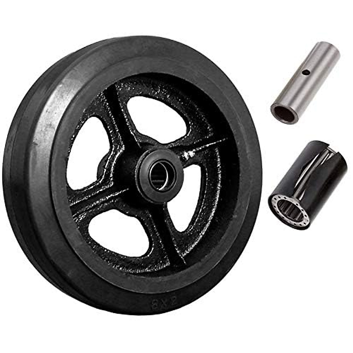 CasterHQ 8" X 2" RUBBER ON CAST IRON WHEEL - 650 LBS CAPACITY - Replacement Caster Wheel - Commercial/Industrial Application - 8 inch x 2 inch - Medium/Heavy Duty