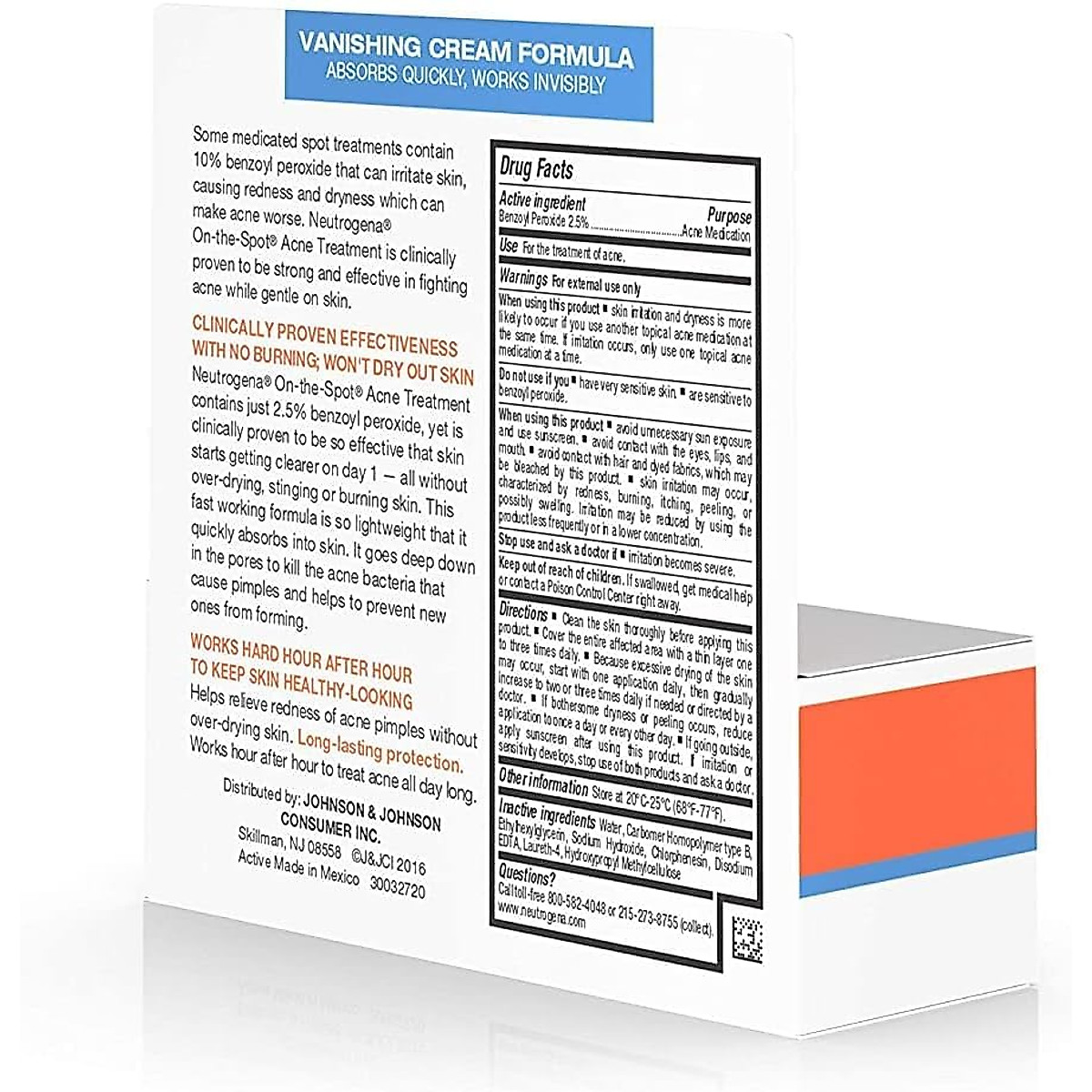 Neutrogena On-The-Spot Acne Spot Treatment with 2.5% Benzoyl Peroxide Acne Treatment Medicine to Treat Face Acne, Gentle Benzoyl Peroxide Pimple Gel for Acne Prone Skin,.75 oz (Pack of 2)