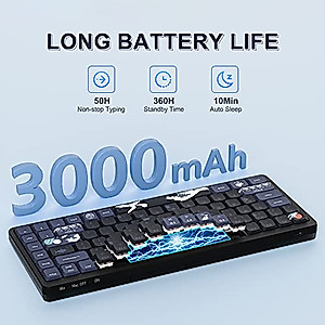 COSTOM L75 Low Profile Mechanical Keyboard, 75% Wireless Keyboard, Bluetooth/2.4Ghz/Wired Tri-Mode 84 Keys RGB Keyboard w/Durable Aluminum Frame Compatible with Mac Windows-Great Wave Off Kanagawa