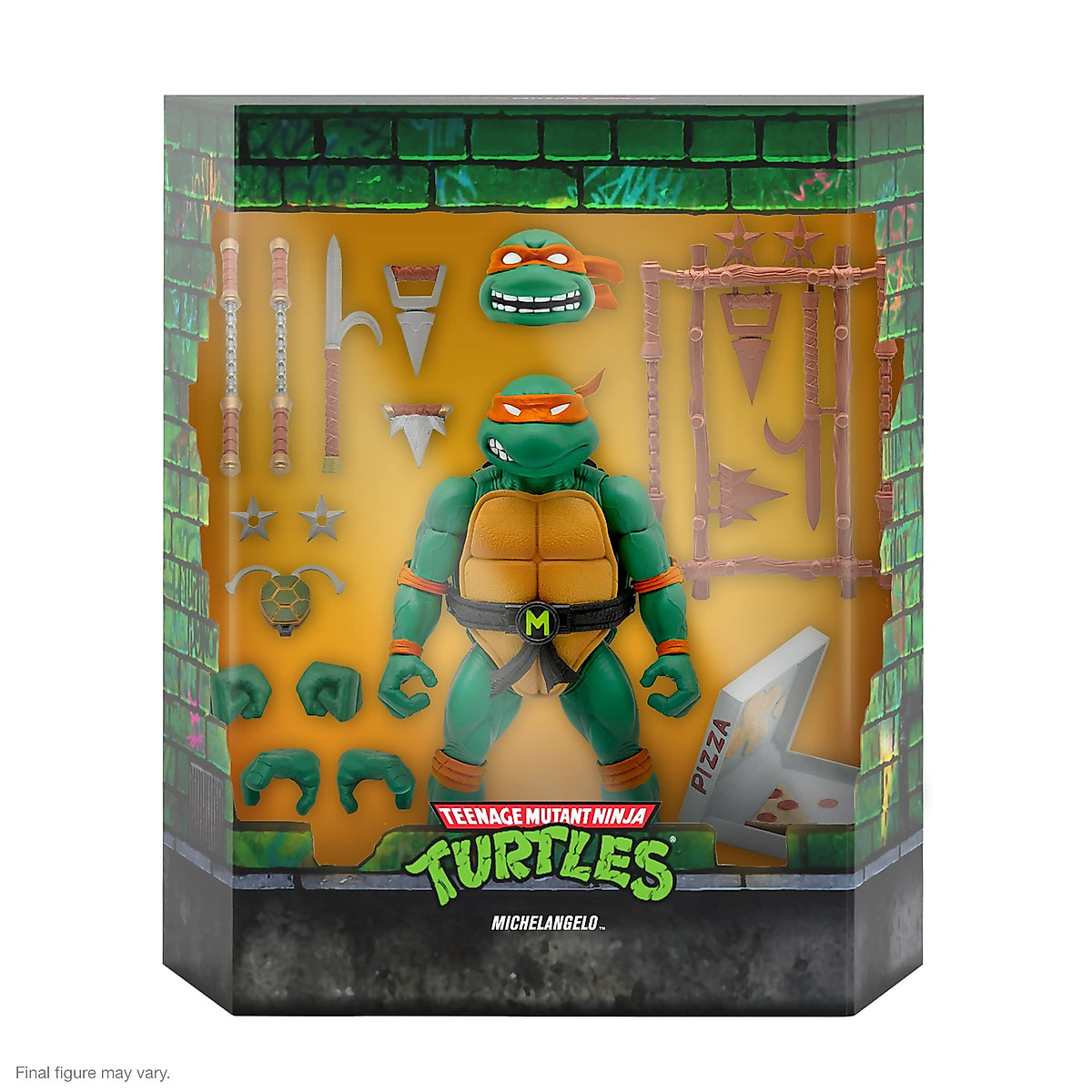 Super7 ULTIMATES! Teenage Mutant Ninja Turtles Michelangelo - 7" TMNT Action Figure with Accessories Classic Cartoon Collectibles and Retro Toys