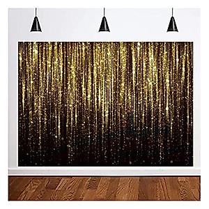 Black Gold Backdrop for Adult Kids Birthday Party Photo Backdrop Decorations Banner Golden Streamer Flash Banner Party Photography Background 7x5ft