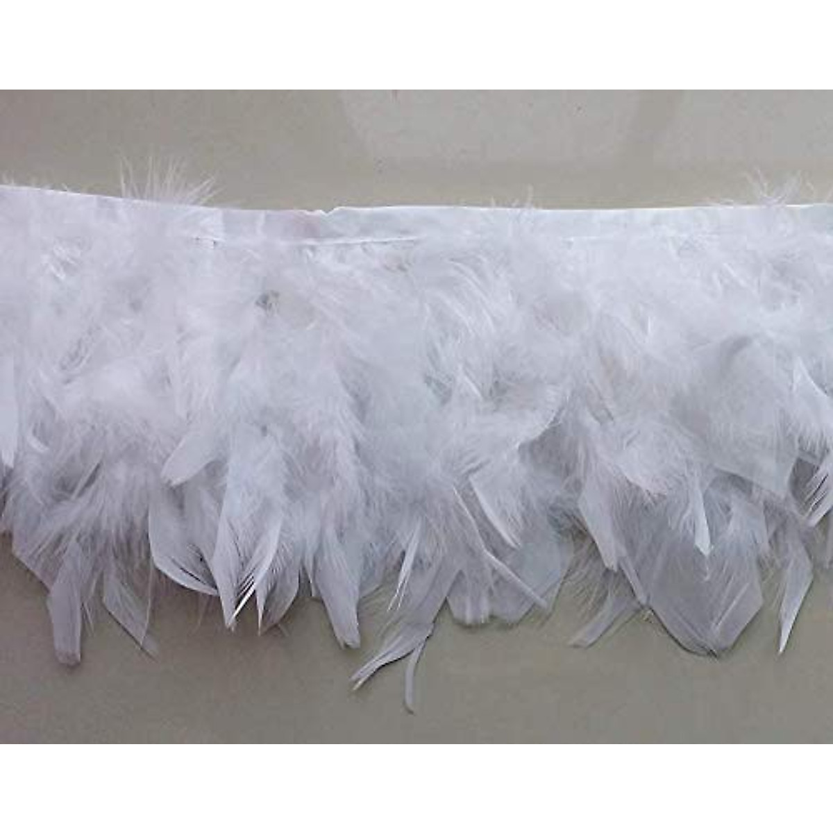 Sowder Turkey Feathers Trim Fringe for Party Wedding Dress Sewing Crafts Costumes Decoration Pack of 2 Yards (White)
