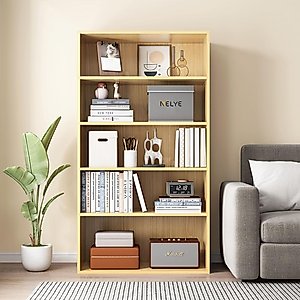NELYE Basic Open Shelf Bookcase - 2-Tier Small Tiny Wooden Cube Storage Shelves Split Bookshelf, White