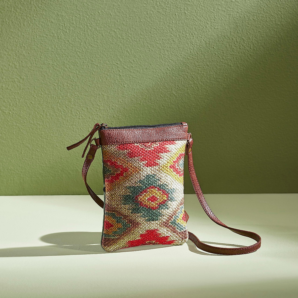 Mona B Canvas Handbag for Women | Zipper Bag | Crossbody Bag | Stylish Vintage Recycled Upcyled Bags Women (Brown-Sloane)