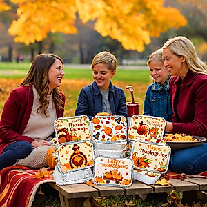 HAKOTI Thanksgiving Tin Foil Containers, large, orange