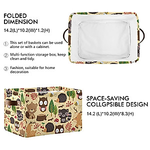 OREZI Rectangular Storage Bins with Handles,Collapsible (Woodland Cute Fox Forest Animal) Laundry Hamper Storage Box for Toy Bins,Gift Baskets Bedroom,Clothes,Pack 1