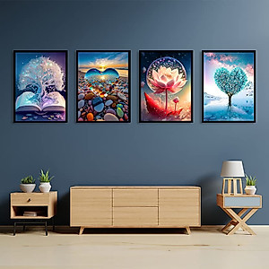 Clendo 12 Pack Diamond Painting Kits for Adults,5D Landscape Diamond Art Kit for Beginners, DIY Paint with Diamonds Round Full Drill Paintings Gem Art for Home Wall Decor Inch12X16