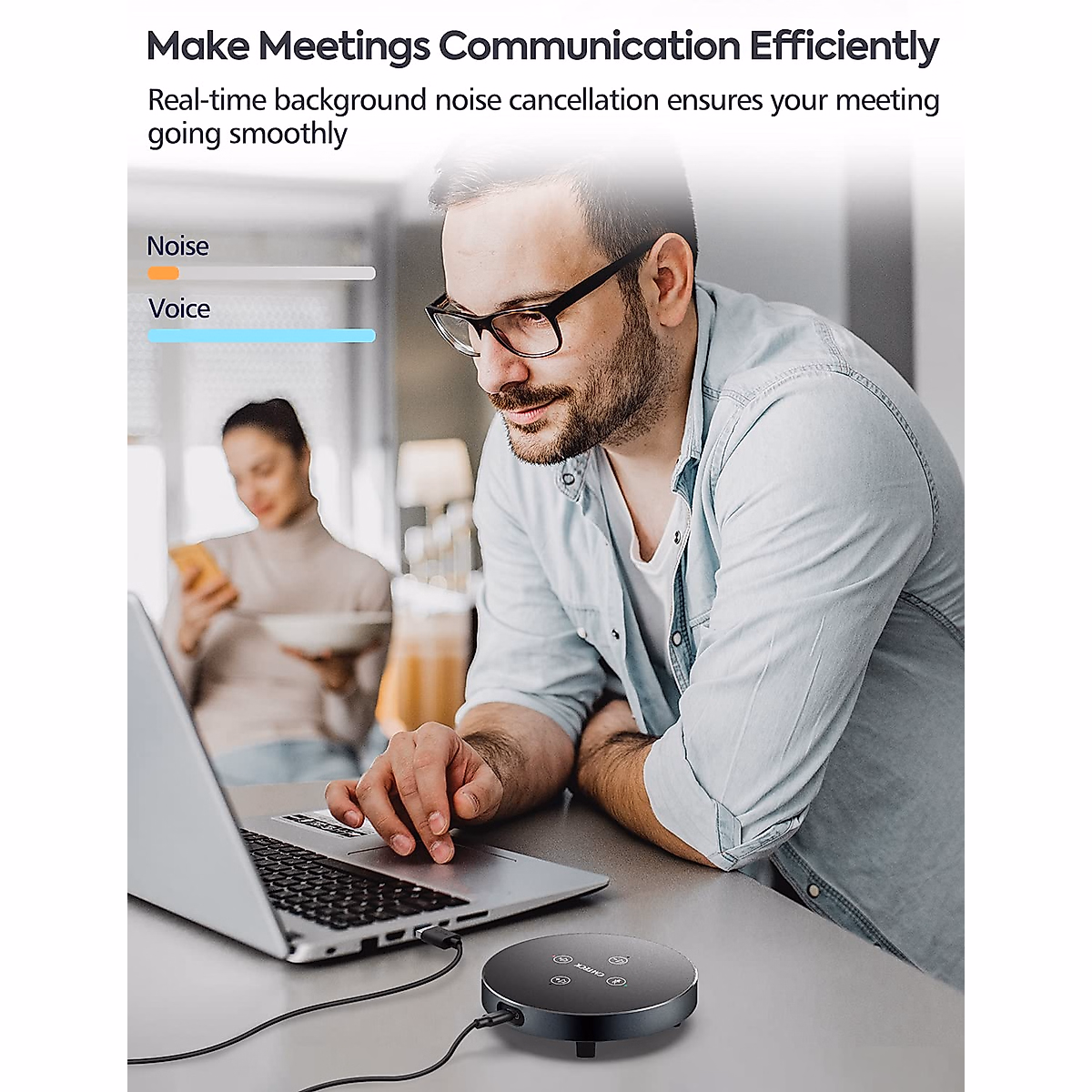 CMTECK USB Speakerphone, Conference Microphone for Home Office, Crystal Clear 360º Voice Pickup, Plug and Play, LED Indicator, Perfect for Zoom, Skype, Podcasting