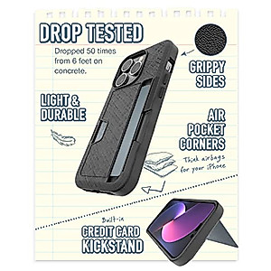 Smartish iPhone 14 Pro Wallet Case - Wallet Slayer Vol. 2 [Slim + Protective] Credit Card Holder with Kickstand - Black Tie Affair