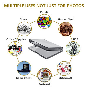 IDekooror Photo Storage Box 5" x 7", 18 Inner Extra Large Photo Case Photo Organizer Acid-Free Photo Boxes Storage, Plastic Craft Storage Box with Handle for Pictures Stickers Stamps Seeds(Black)