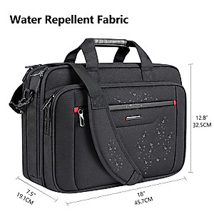 VANKEAN Laptop Briefcase Premium Laptop Case Fits Up to 17.3 Inch Business Shoulder Bag Laptop Expandable Water-Repellent Messenger Bag for Men/Women Computer Bag for Travel/Business/School-Black