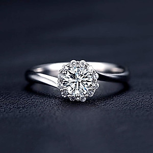 ELFRONT Personalized Moissanite Engagement Ring for Women Wedding Ring with Engraved Name Gold Anniversary Ring Band (Silver, 14K Solid Gold)