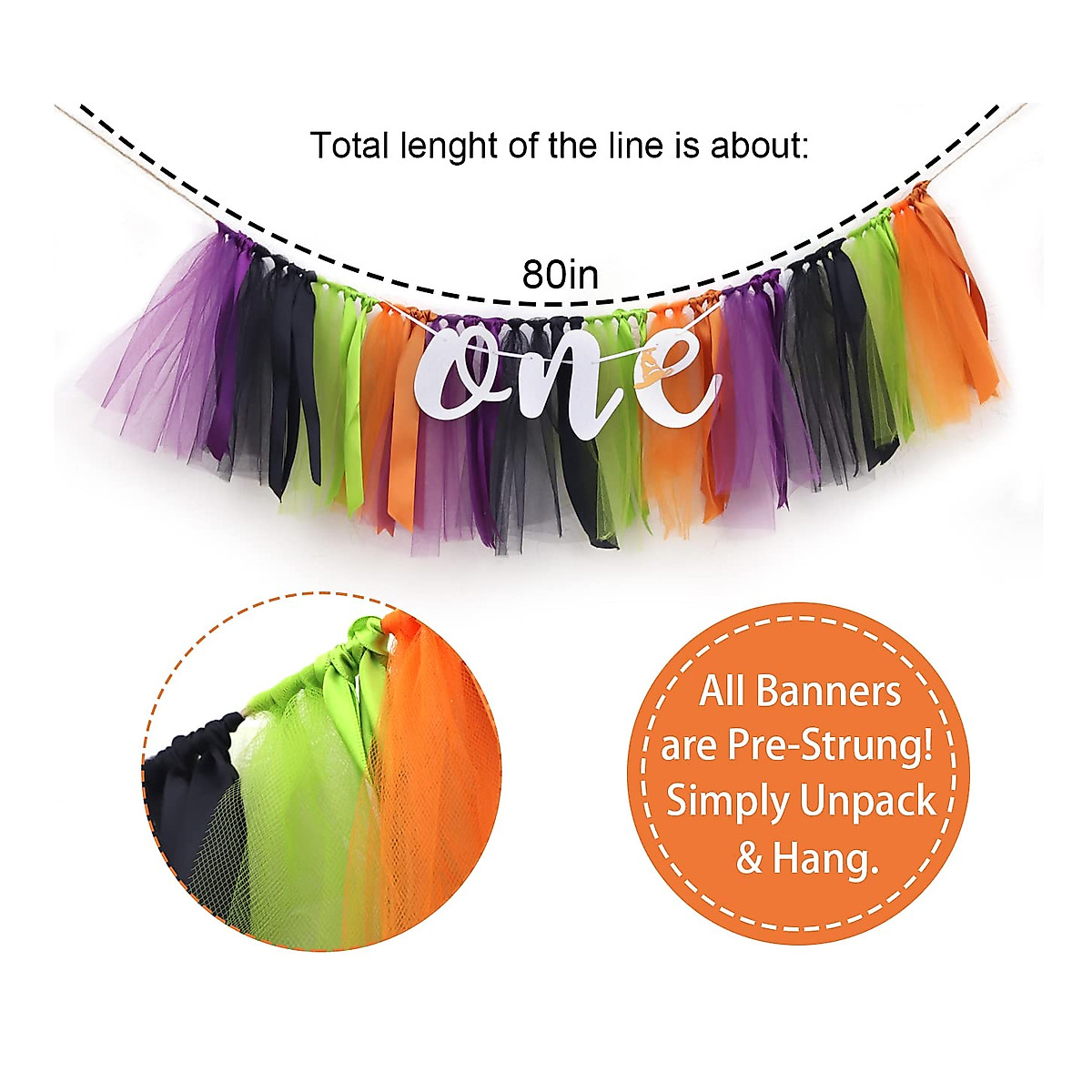 Halloween High Chair Banner - Spooky Birthday Decoration,Baby Tutu Skirt Banner 1st Birthday Photo Backdrop Pumpkin Birthday Banner Smash Cake Garland