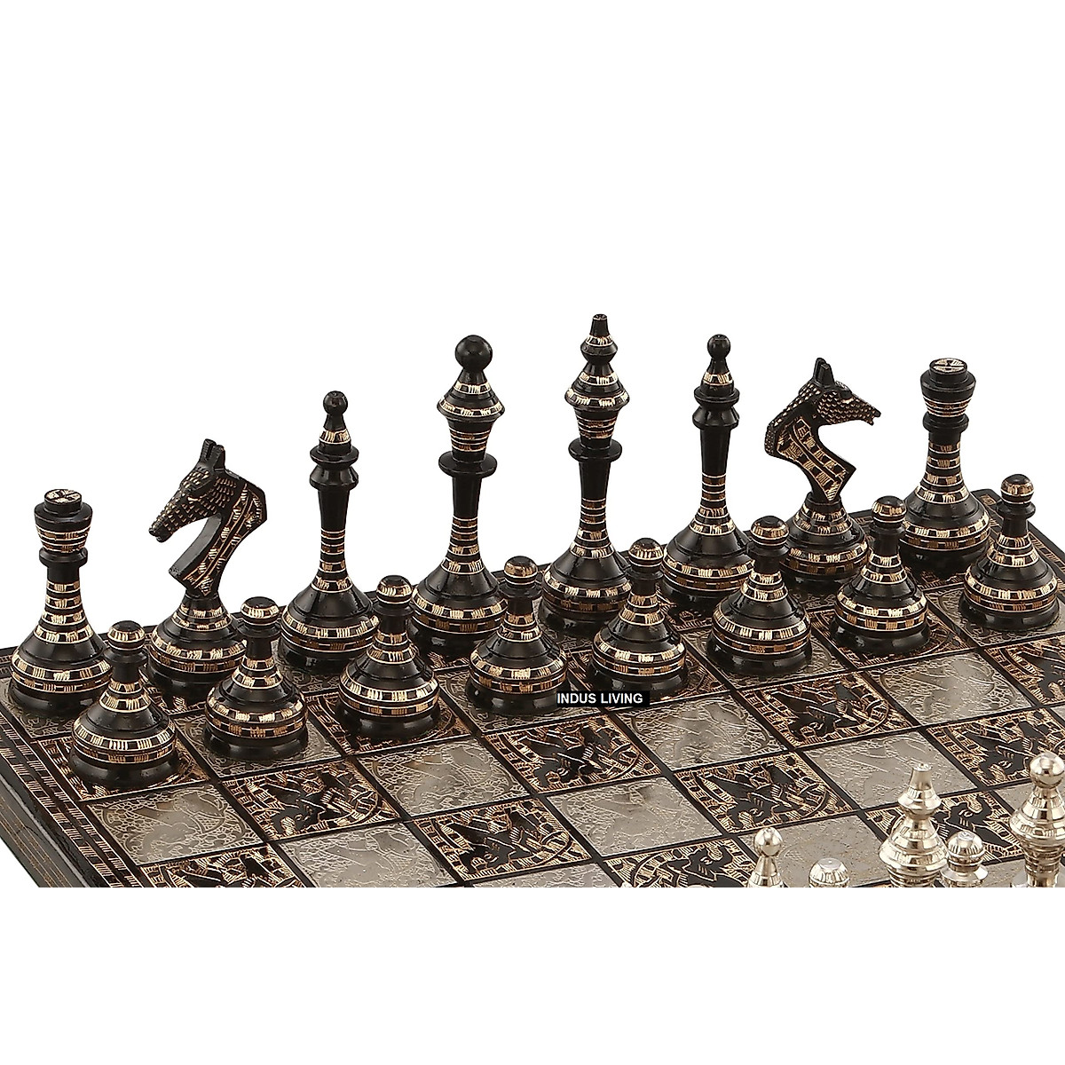 Luxury & Decorative Premium Chess Board Game Set | 14 x 14 Inches | Multicolor | Collectible & Handmade Chess Set for Professionals & Adult for Tournament/for Gifting by INDUS LIVING
