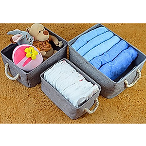 Decorative Storage Basket Bin with Lip, Collapsible Storage Box for House Organizer. (12.2 x 8.3 x 5.1inch, Grey)