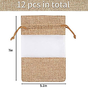 CCINEE 12PCS Burlap Drawstring Gift Bag,Organza Treat Bag Pouch for Wedding Baby Shower Party Favor Supply,5 X 7 Inch