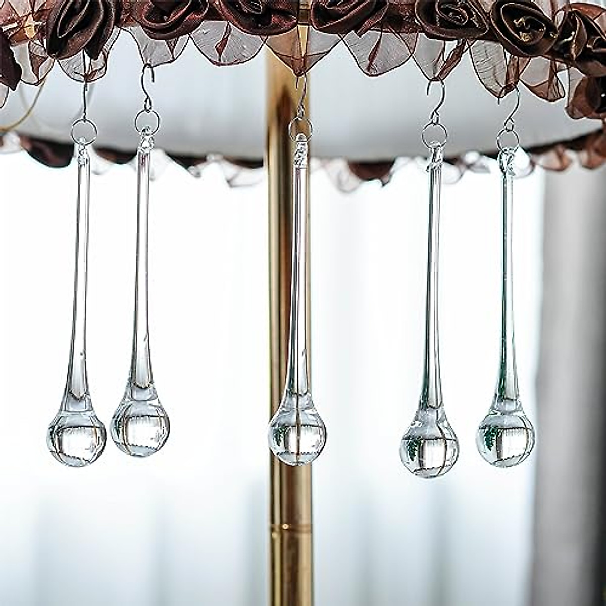 H&D 10pcs 5.9inch Large Crystal Raindrop Chandelier Prisms Hanging Drops Pendants DIY Parts (Clear)
