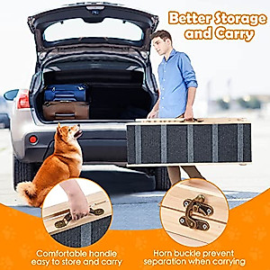 Pet Ramp, Upgrade Cat & Dog Ramp for Bed/Couch/Car with Non-Slip-5 Layer, 6 Adjustable Height Folding Pet Ramp for Small /Older Dogs Up to 200 LBS (Upgraded, 41.5" x 14.4")