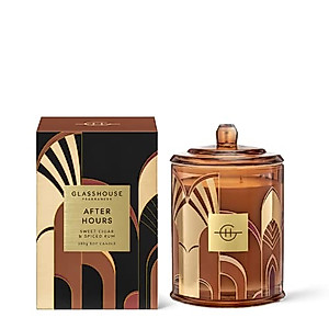 Glasshouse Fragrances After Hours Candle, Triple Scented Natural Soy Wax Blend, 2 Wicks & Glass Jar, 65 Hour Burn Time, Rum & Vanilla, 13.4 Oz (380g)