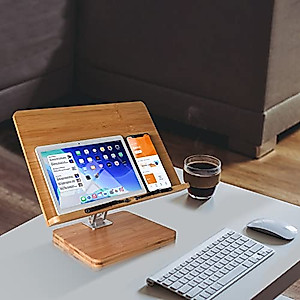 wishacc Cookbook Stand, Foldable Cookbook Holder, Recipe Book Stand Holder with Clips (15.4 x 11 inches)