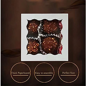 RomanticBaking 3 1/4" x 3 1/4" x 1 1/2" 50PCS Chocolate Truffle Boxes for 4，Cookies Boxes Soap Boxes Donut Boxes Macaron Boxes Mini Bakery Boxes with Window Brownie Boxes