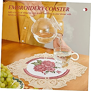 DOITOOL Table Mat Jute Placemat Adorno para Mesa De White Cotton Tablecloth Farmhouse Coasters Heat Proof Placemat Cotton Placemats Retro Lace Coaster Lace Place Mat Decor Mug 4pcs