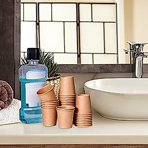 Honeydak 300 Pack 3 oz Kraft Paper Cups Disposable Bathroom Cups Espresso Cups Small Mouthwash Cups Brown Paper Cups Mini Paper Cups for Coffee Ice Cream Party Sundae, Yogurt, Soup, Tea(300 Pack)