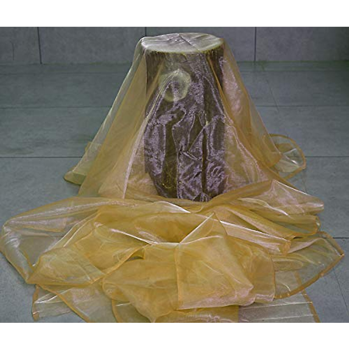 VDS Champagne Organza Fabric, 5 Yards Continuous, 45” Wide, Wedding Party Decoration Iridescent Crystal Sheer Shiny Organza Tulle Bridal Dress DIY Crafts Costume Sewing Backdrop Arch Cloth