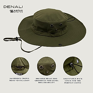 KANUT SPORTS Denali Boonie Sun Hat with Wide Brim Foldable for Fishing Hiking,Hunting, Golf Summer Hat for Men and Women(Olive Green,Large)