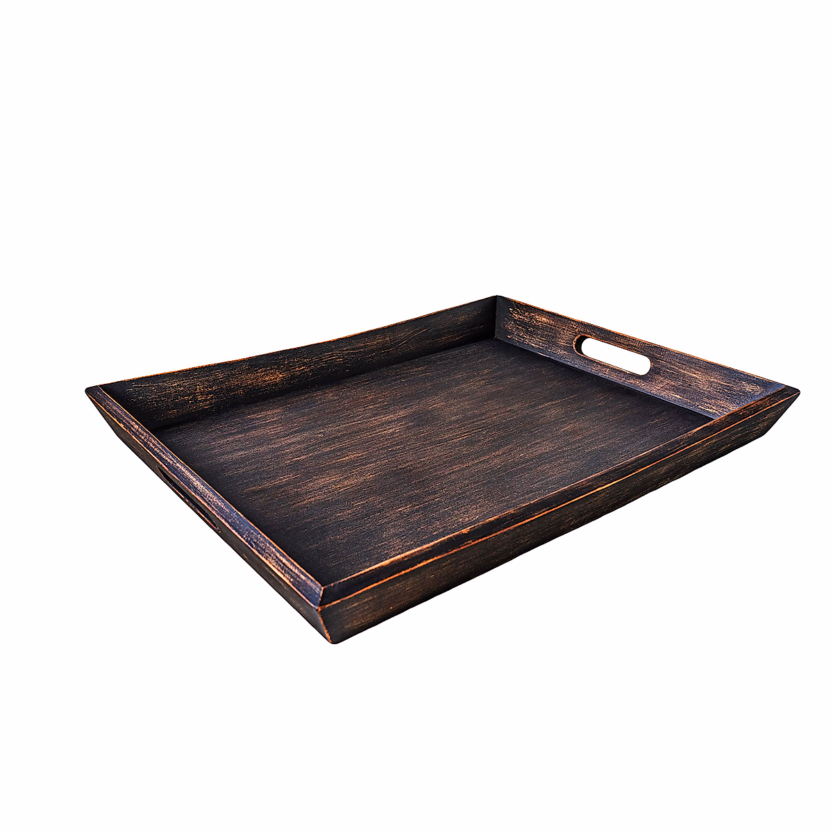 EZDC Extra Large Ottoman Tray, Coffee Table Tray, Wooden Tray Dark Brown 20 x 15.5” Modern Esthetic Decorative Serving Tray with Handles for Drinks and Food