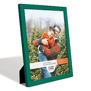 Renditions Gallery 11x14 inch Picture Frame Modern Style Wood Pattern and High Definition Glass Ready for Wall and Tabletop Photo Display, Green Frame
