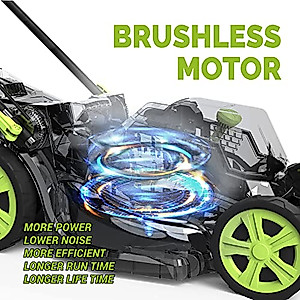 MYTOL 40V(20V X2) Cordless Lawn Mower, 16'' Lawn Mower with 4.0Ah Batteries and Charger, Brushless Motor, 6 Mowing Heights & 11.9 Gal Grass Box, Lightweight Electric Lawn Mower for Garden and Yard